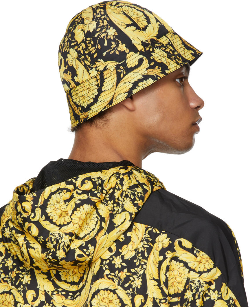 Versace Black & Gold Barocco Bucket Hat Versace
