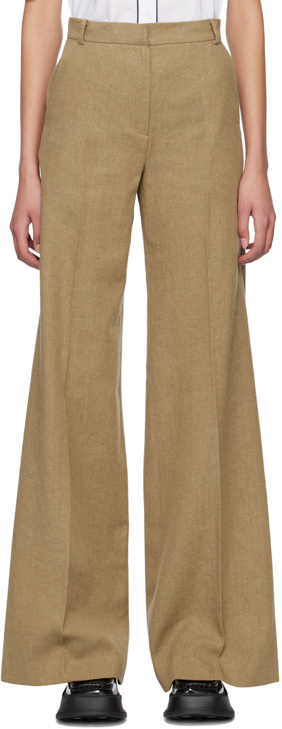 Pushbutton Brown Wide-Legs Trousers Pushbutton