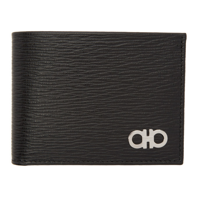 Salvatore Ferragamo Black Gancini Bifold Wallet Salvatore Ferragamo