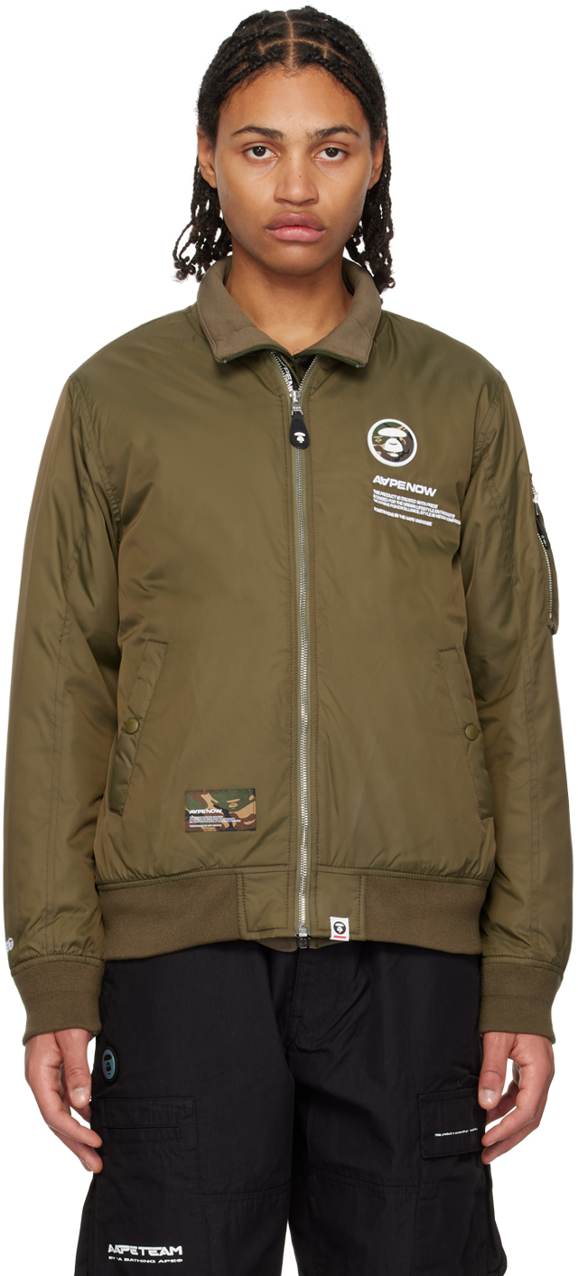 AAPE by A Bathing Ape Green MA1 Bomber Jacket AAPE by A Bathing Ape