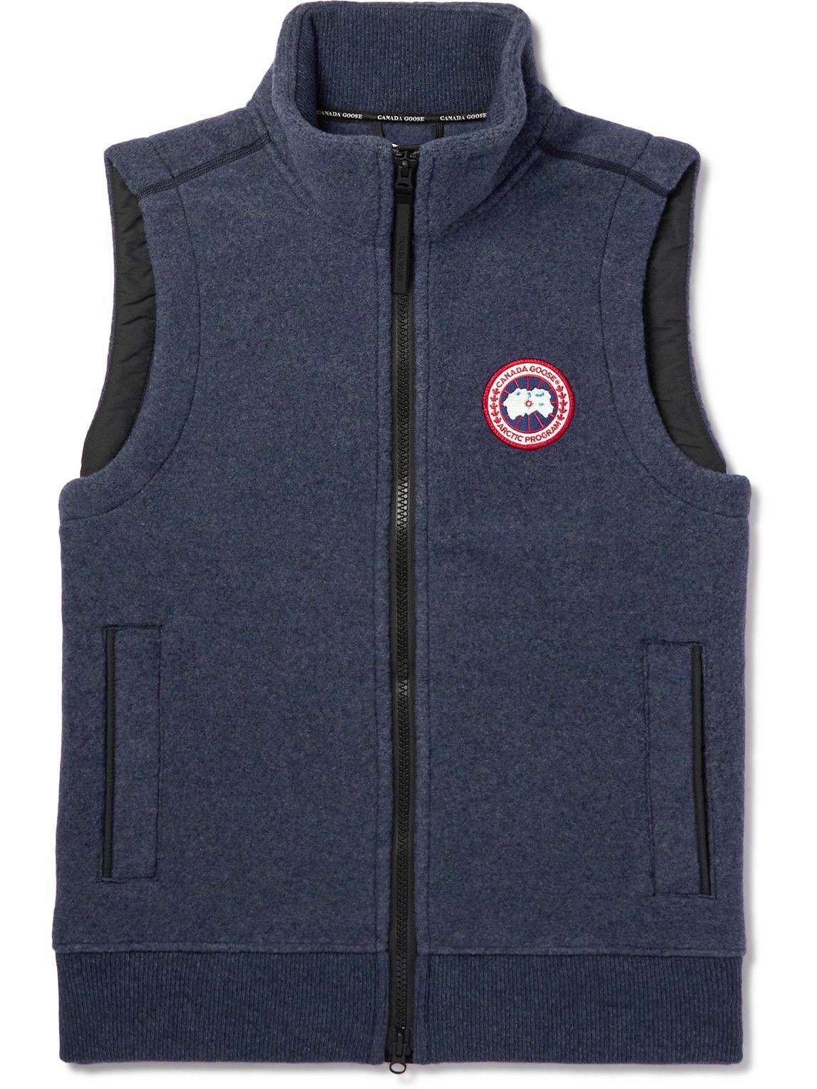 Canada Goose - Mersey Logo-Appliquéd Wool-Blend Fleece Gilet - Blue ...