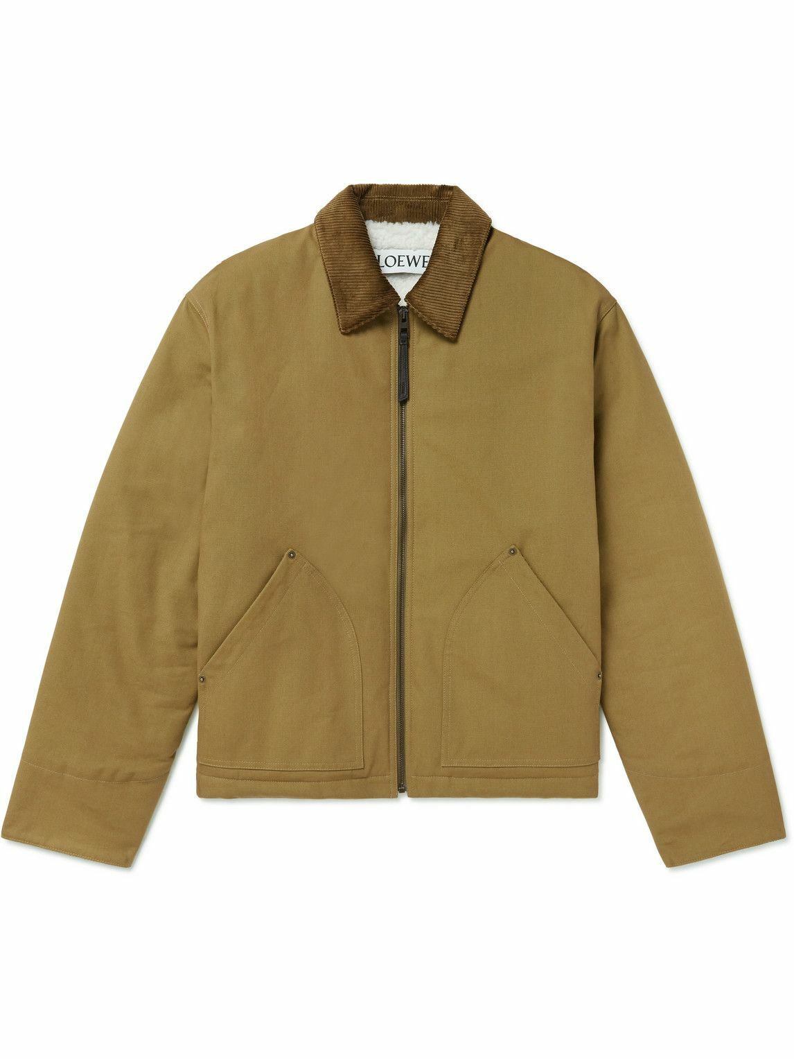 Loewe - Corduroy and Leather-Trimmed Cotton-Canvas Jacket - Brown Loewe