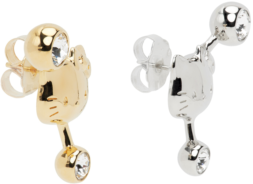 Jiwinaia Gold & Silver Hello Kitty Piercing Earrings Jiwinaia