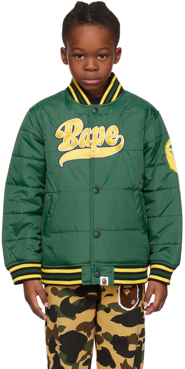 BAPE Kids Green Patch Bomber Jacket A Bathing Ape