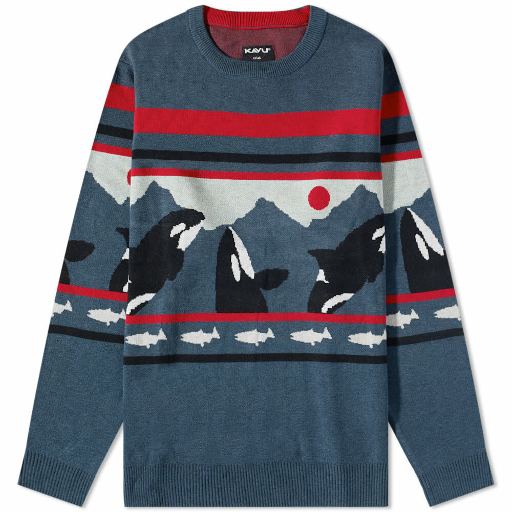 KAVU Men's Highline Jacquard Crew Knit in Orca KAVU