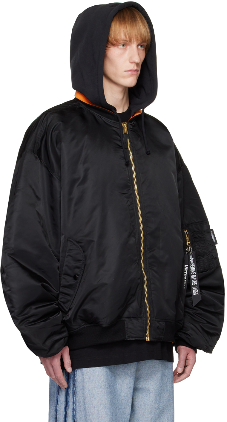 VETEMENTS Black Reversible Bomber Jacket Vetements