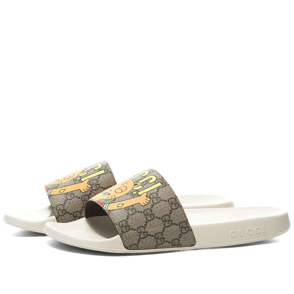 Gucci Men's Pablo Delcielo GG Supreme Slide in Beige Gucci