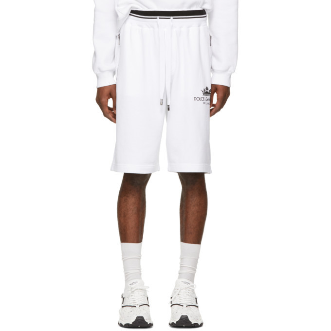 Dolce and Gabbana White Crown Basketball Shorts Dolce & Gabbana