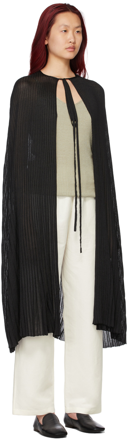 Totême Black Knitted Drape Cape Toteme