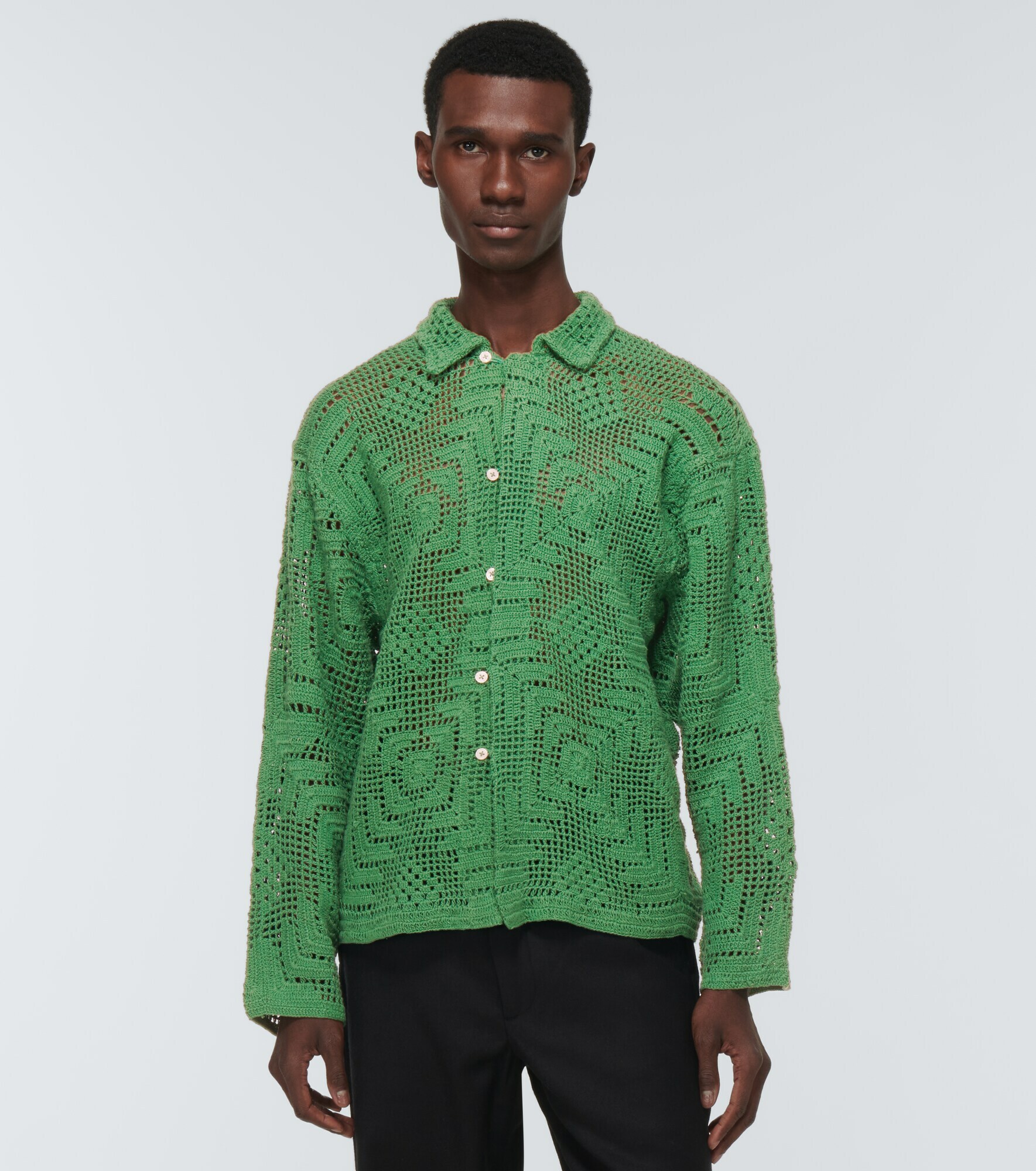 Bode - Crochet cotton overshirt Bode
