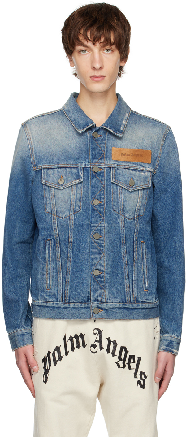 Palm Angels Blue Palm Classic Denim Jacket Palm Angels
