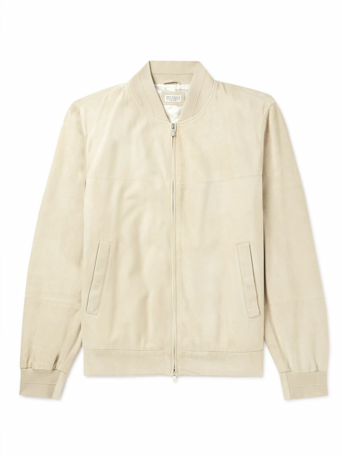 Brunello Cucinelli - Nubuck Bomber Jacket - Neutrals Brunello Cucinelli
