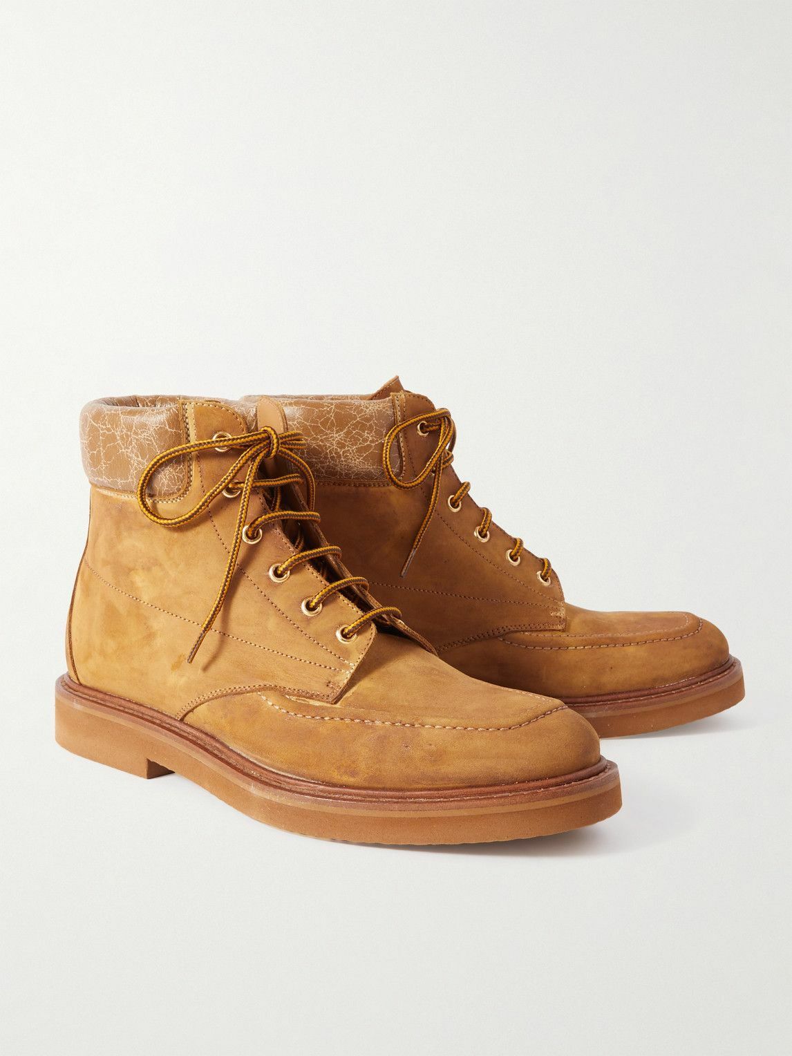 Maison Margiela - Artist Leather-Trimmed Suede Lace-Up Boots - Brown ...