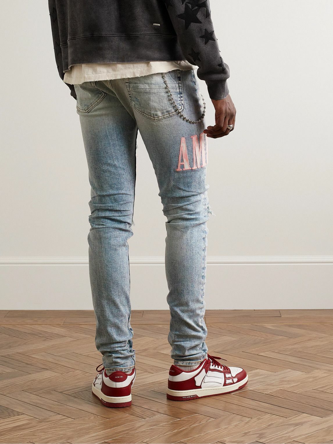AMIRI - Skinny-Fit Logo-Appliquéd Distressed Jeans - Blue Amiri