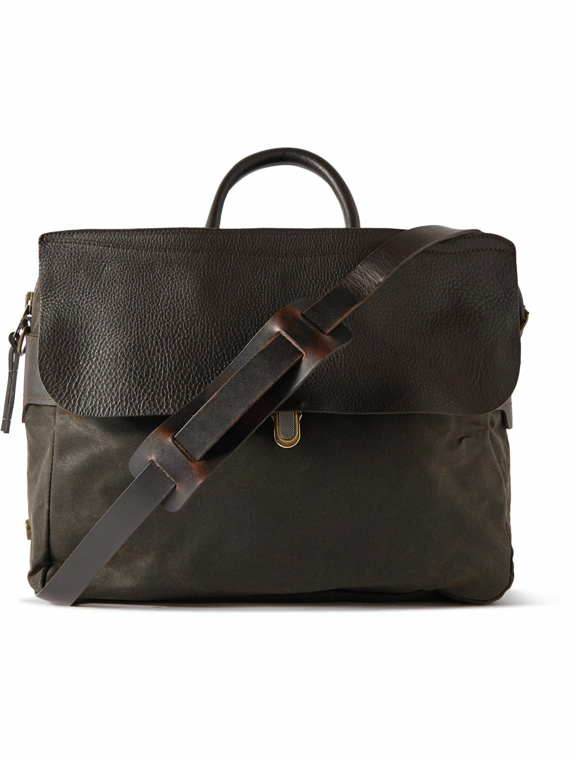 Bleu de Chauffe - Zeppo Full-Grain Leather and Waxed Cotton-Canvas ...