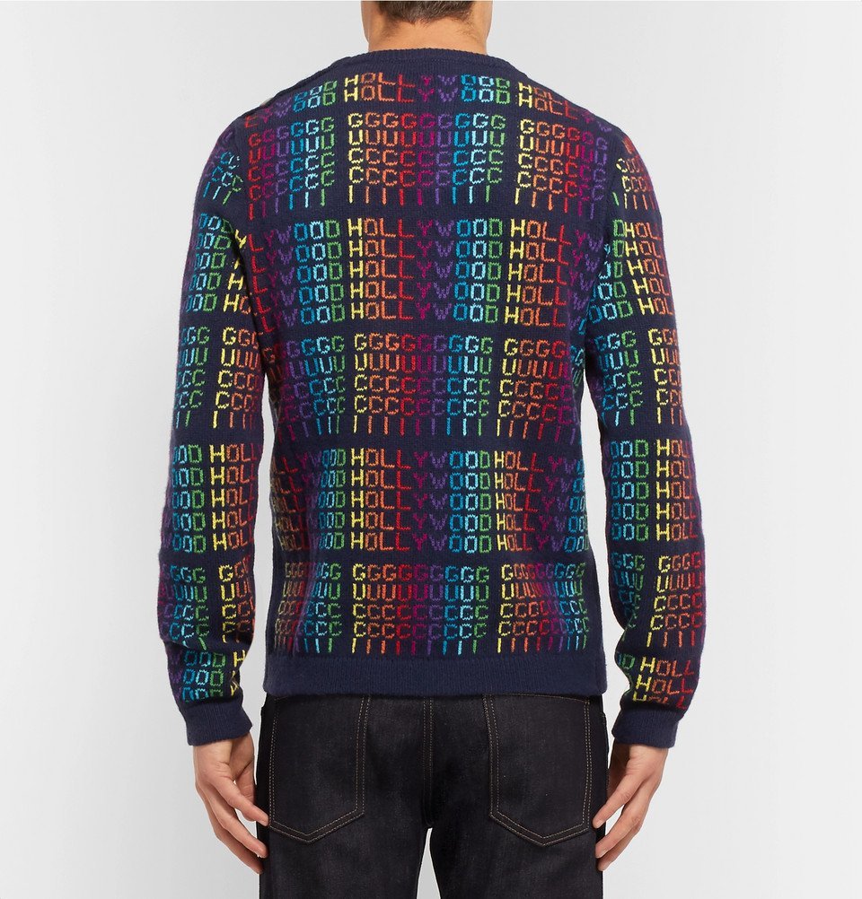 Gucci - Jacquard Wool Sweater - Men - Blue Gucci
