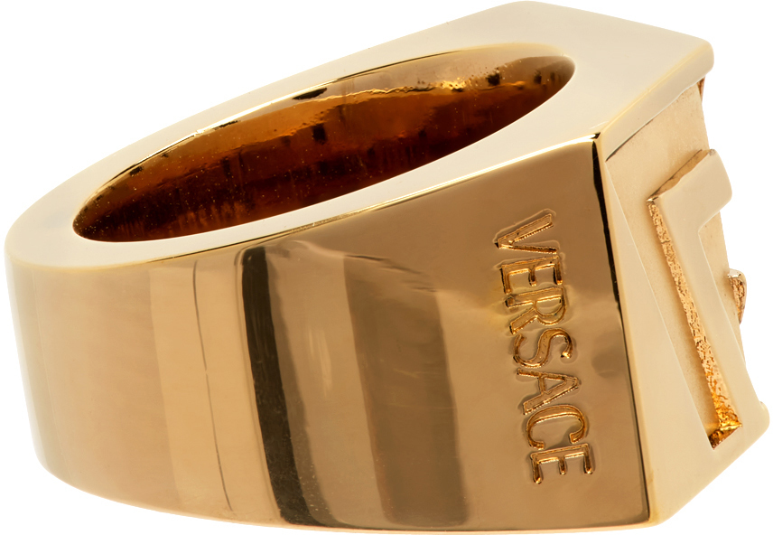 Versace Gold Logo Debossed Ring Versace