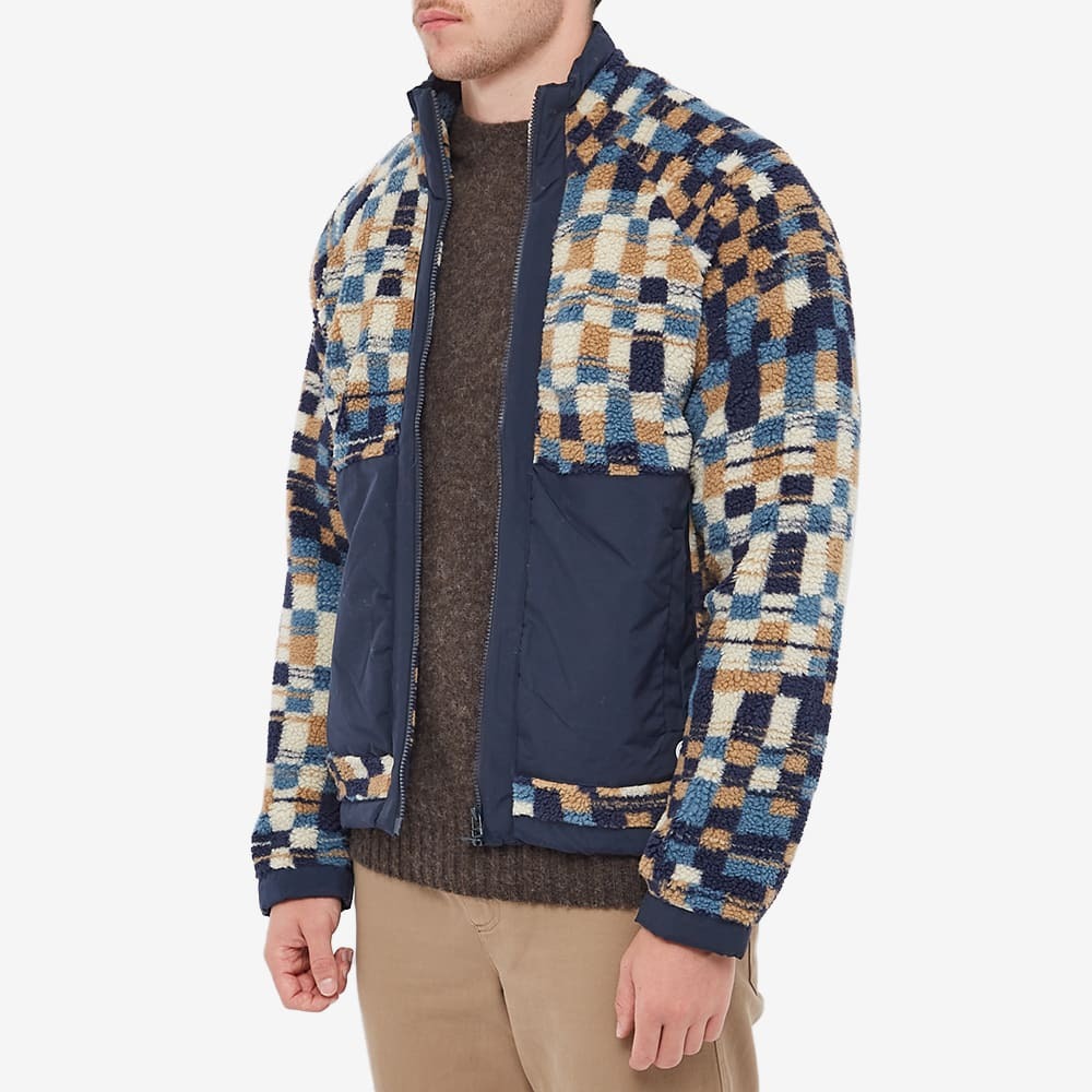 Folk Men's Checkerboard Signal Fleece Jacket in Warp Checkerboard Folk