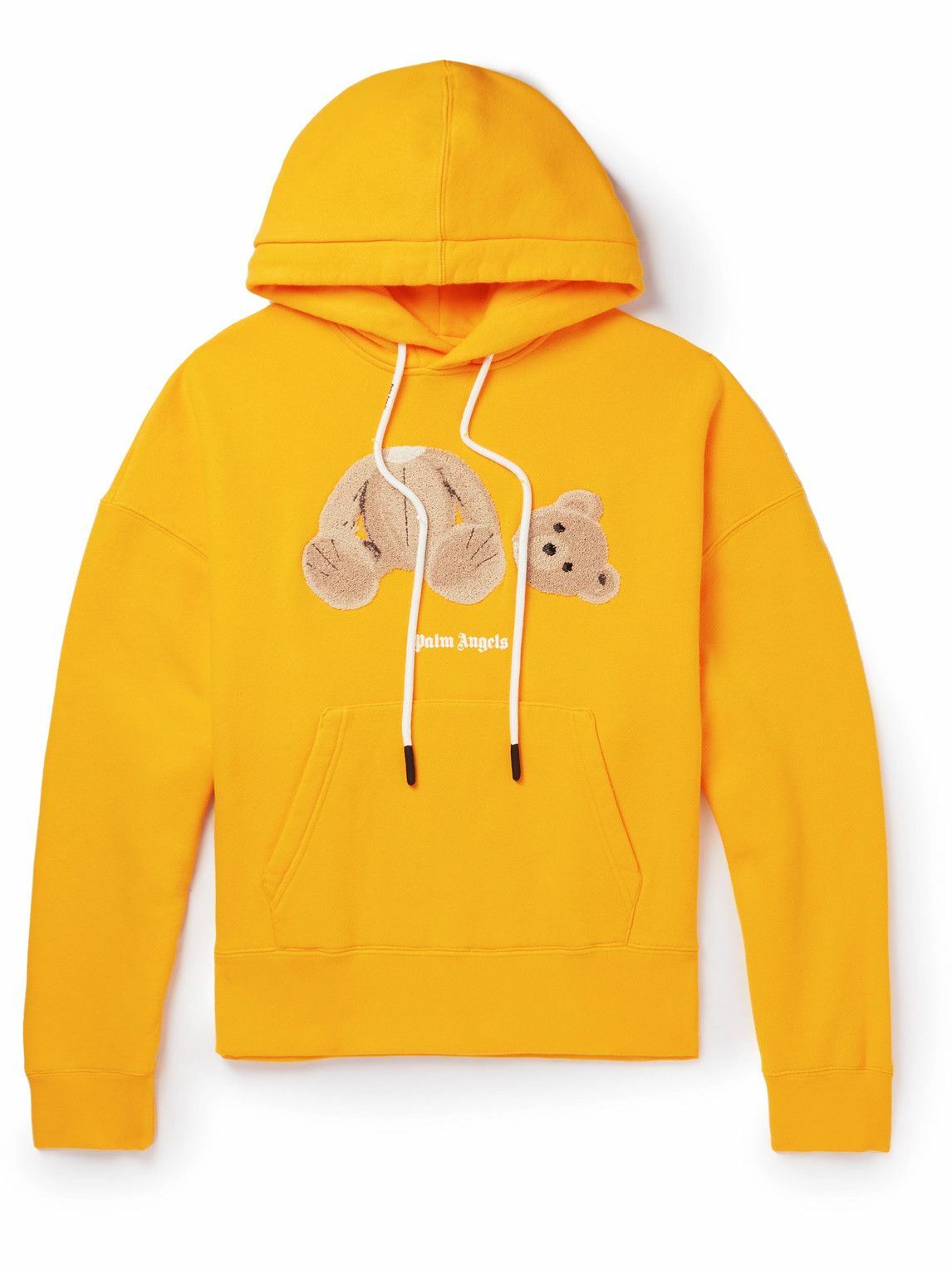 Palm Angels - Logo-Embroidered Cotton-Jersey Hoodie - Yellow Palm Angels