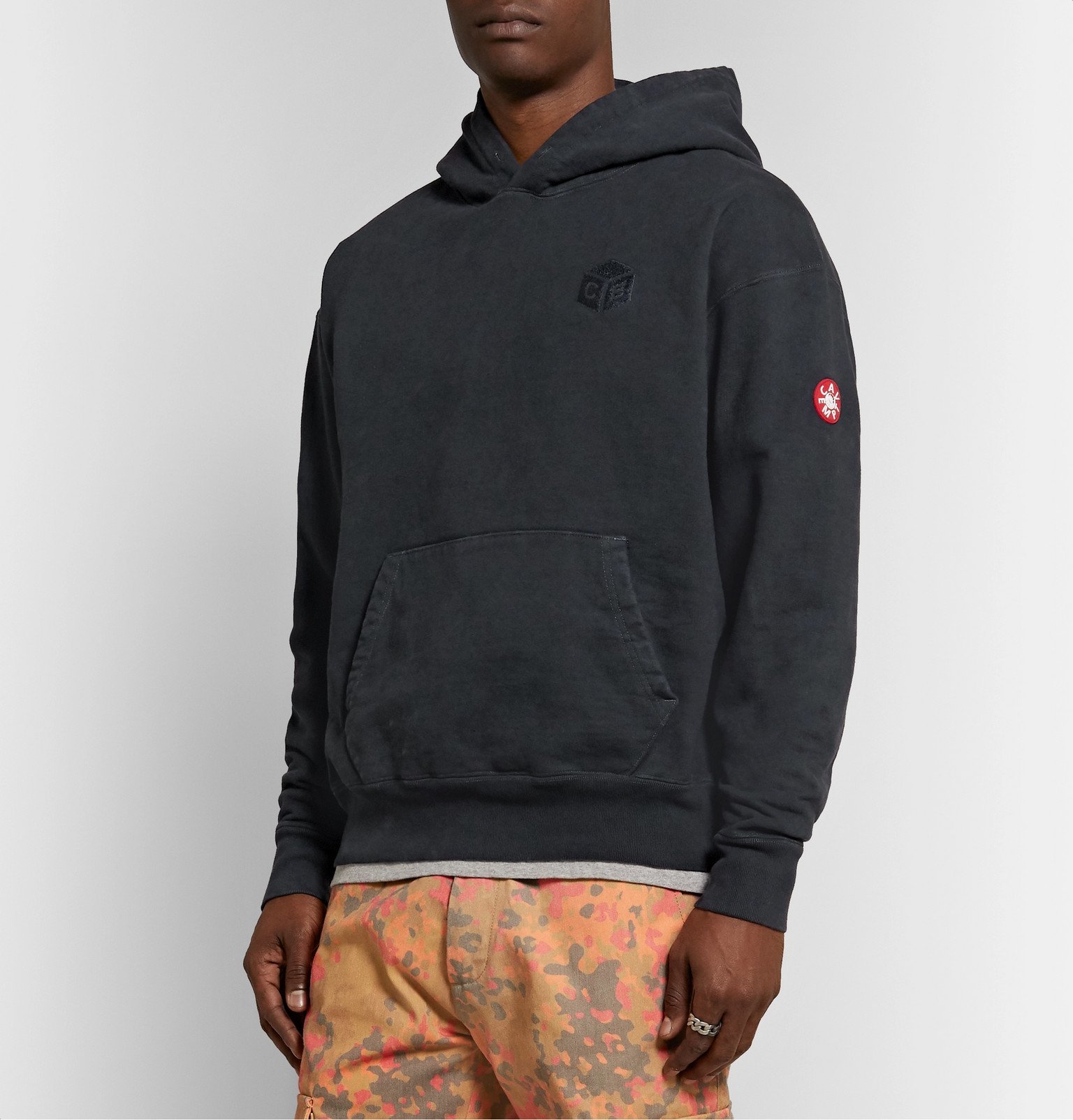 Cav Empt - Logo-Embroidered Loopback Cotton-Jersey Hoodie - Black Cav Empt