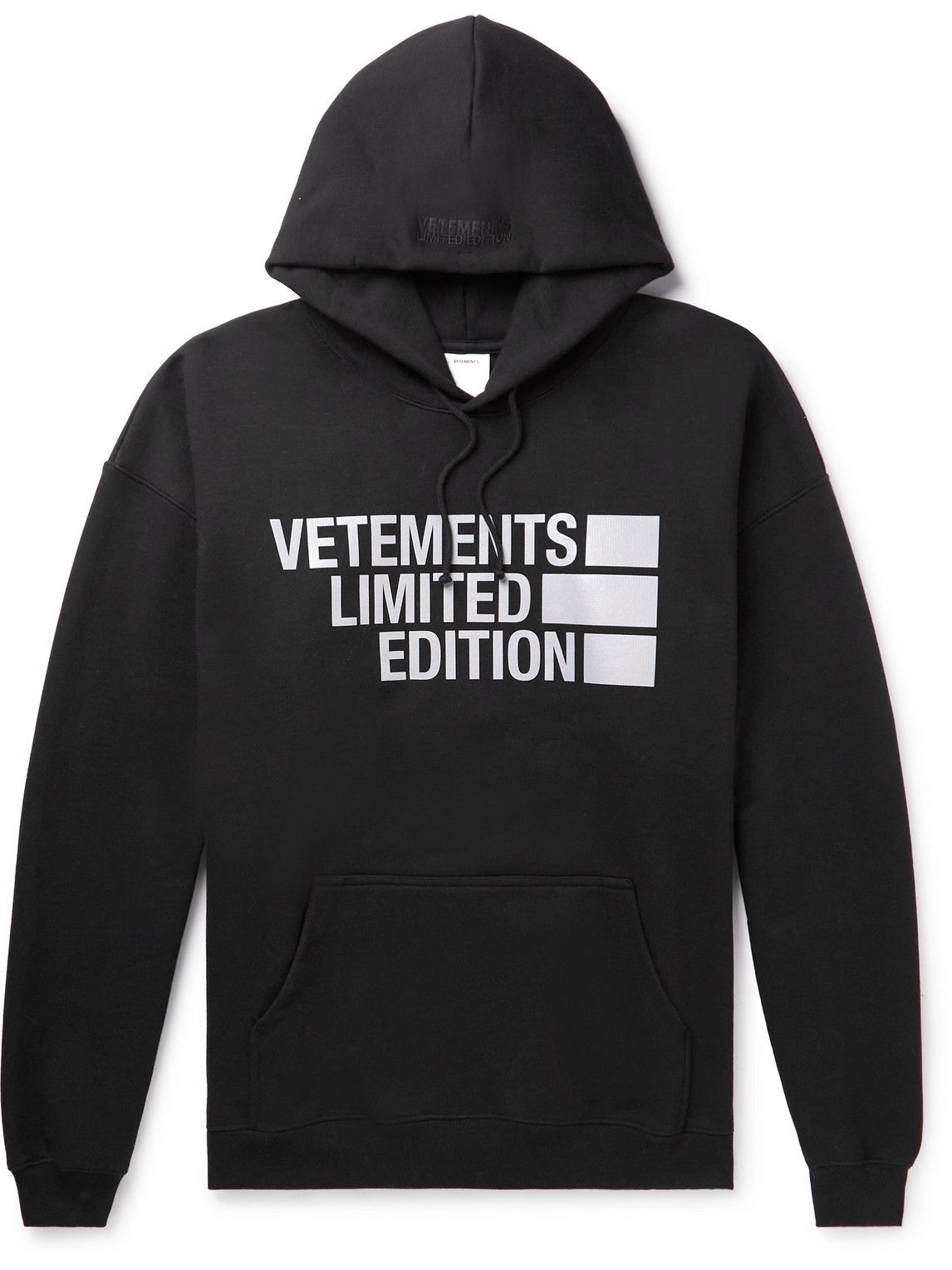 VETEMENTS - Logo-Print Cotton-Blend Jersey Hoodie - Black Vetements