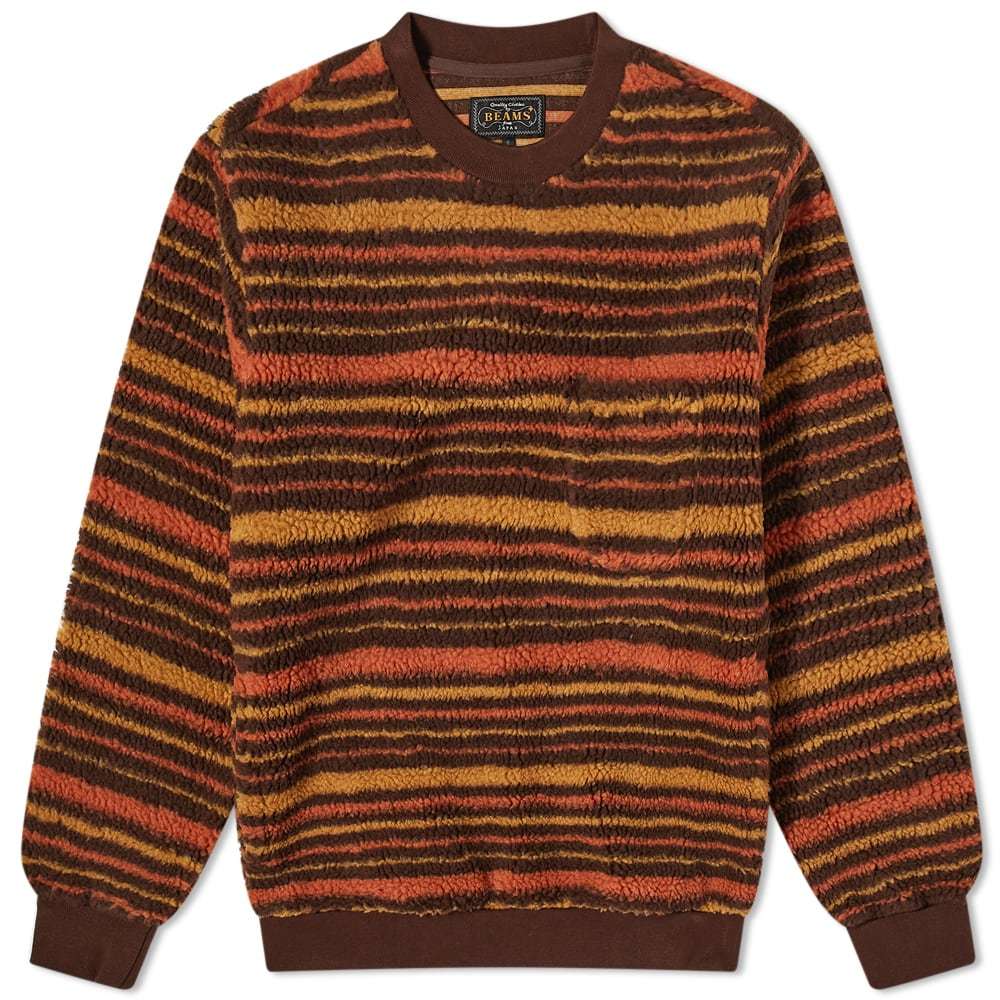 Beams Plus Stripe Fleece Crew Sweat Beams Plus