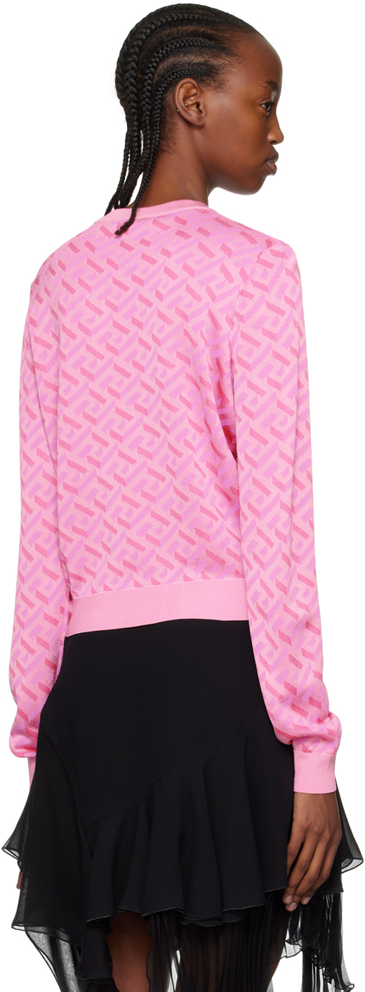 Versace Pink La Greca Cardigan Versace