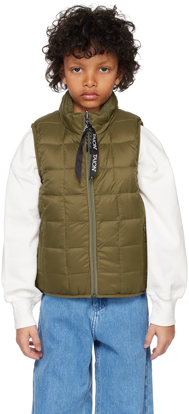 TAION Kids Khaki Quilted Reversible Vest Taion Extra