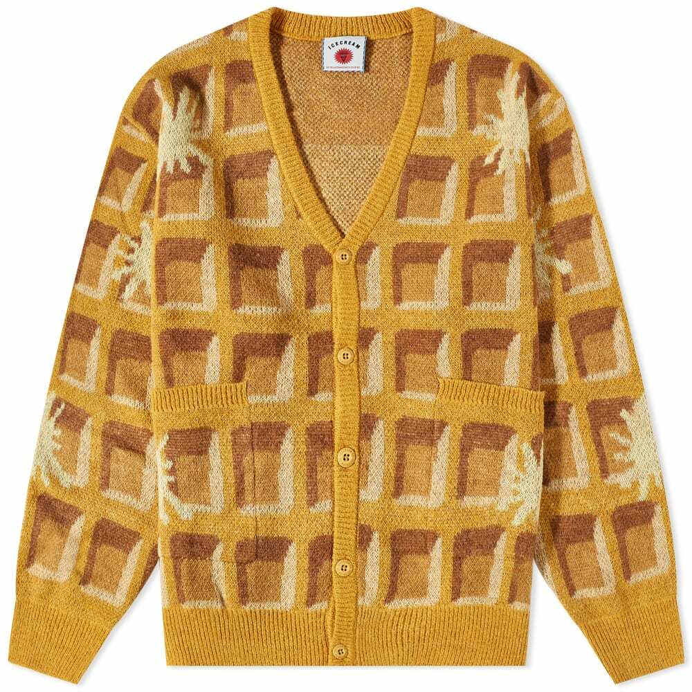 ICECREAM Men's Waffle Cardigan in Waffle Print ICECREAM