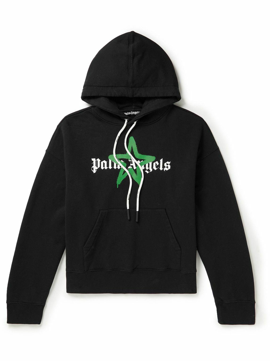 Palm Angels - Logo-Print Cotton-Blend Jersey Hoodie - Black Palm Angels