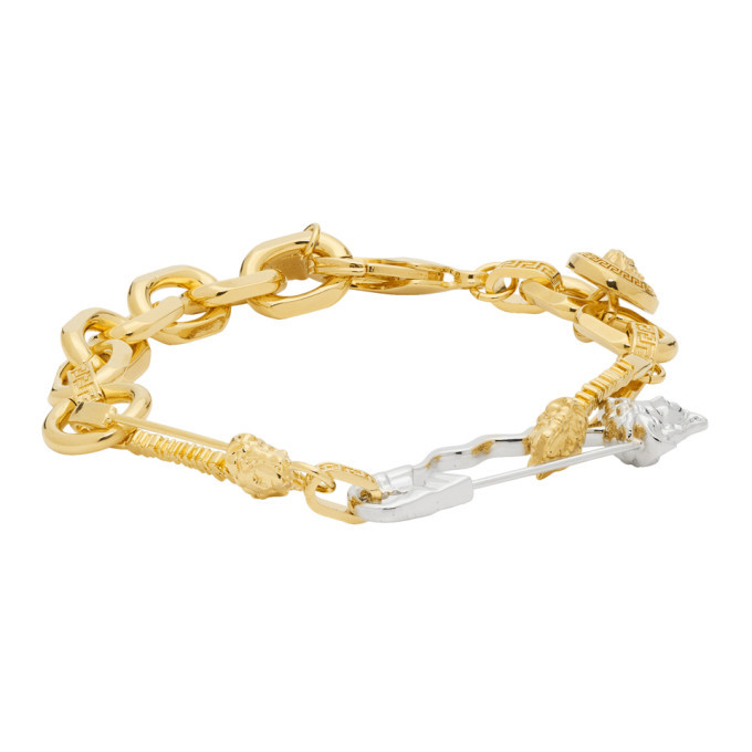Versace Gold and Silver Medusa Safety Bracelet Versace