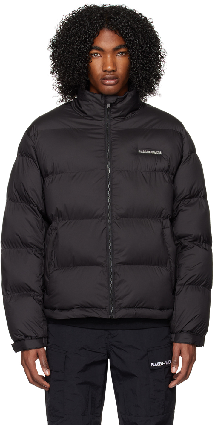 PLACES+FACES Black Embroidered Puffer Jacket PLACES+FACES