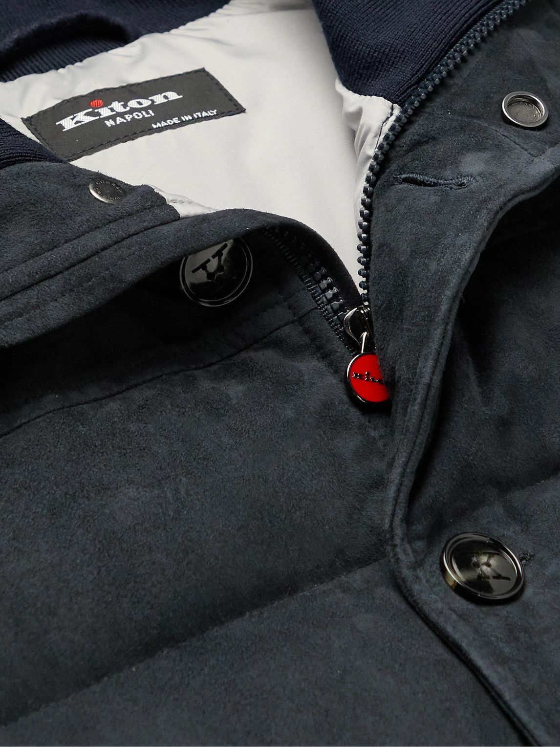 Kiton - Quilted Suede and Wool Down Jacket - Blue Kiton