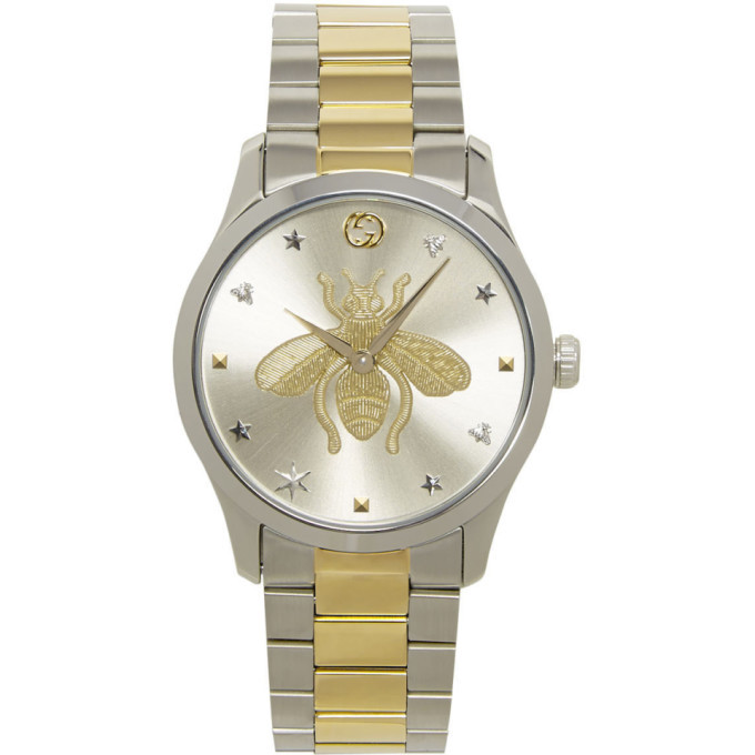 Gucci Silver and Gold G-Timeless Bee Watch Gucci
