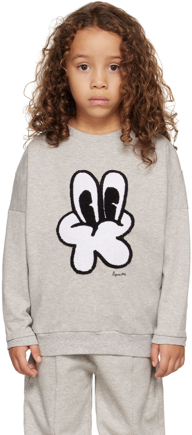 Repose AMS Kids Gray Bouclé Patch Sweatshirt Repose AMS