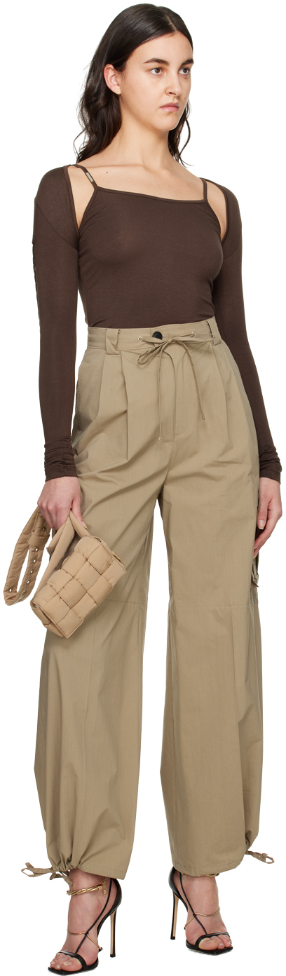 lesugiatelier Taupe String Cargo Trousers lesugiatelier
