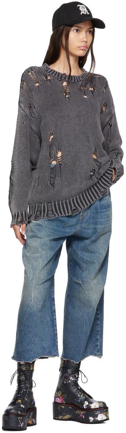 R13 Black Distressed Sweater R13