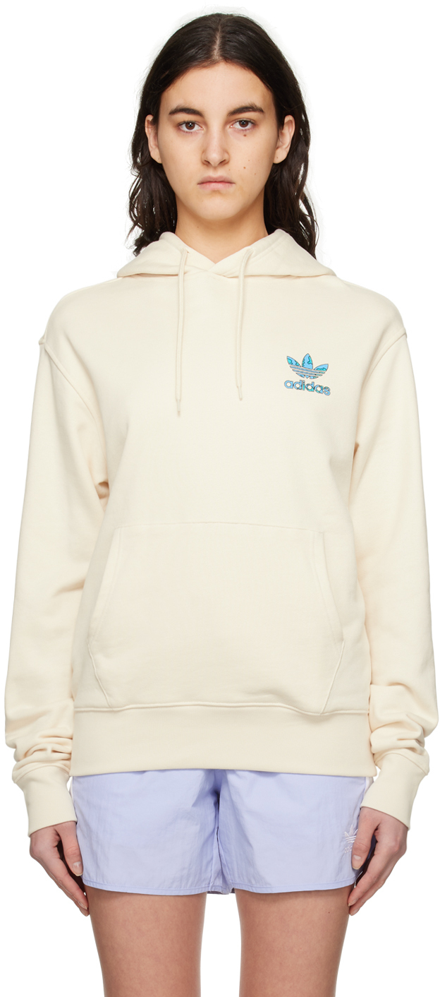 adidas Originals Beige Stacked Trefoil Earth Hoodie adidas Originals