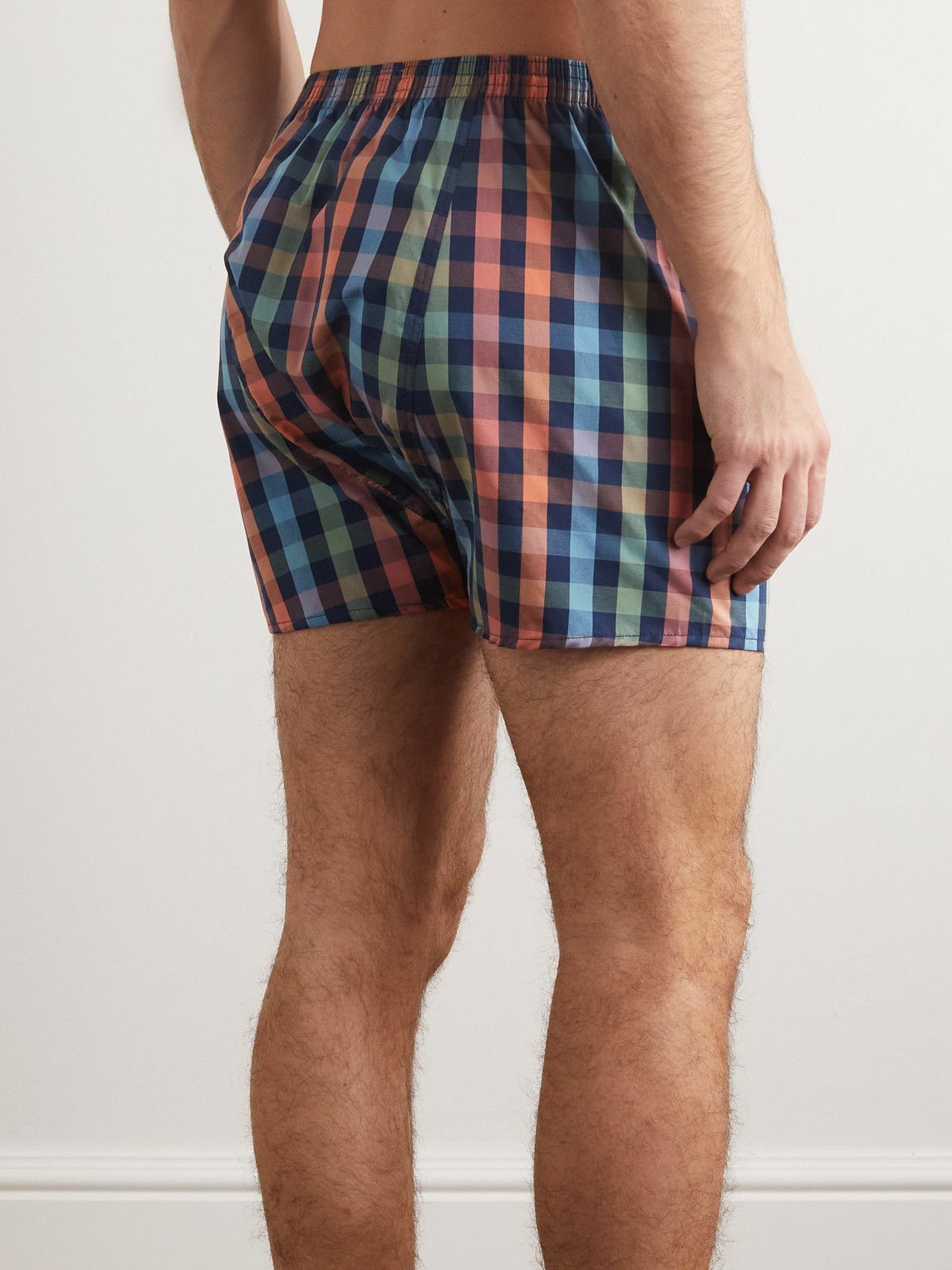 Derek Rose - Barker 34 Slim-Fit Checked Cotton Boxer Shorts - Multi ...