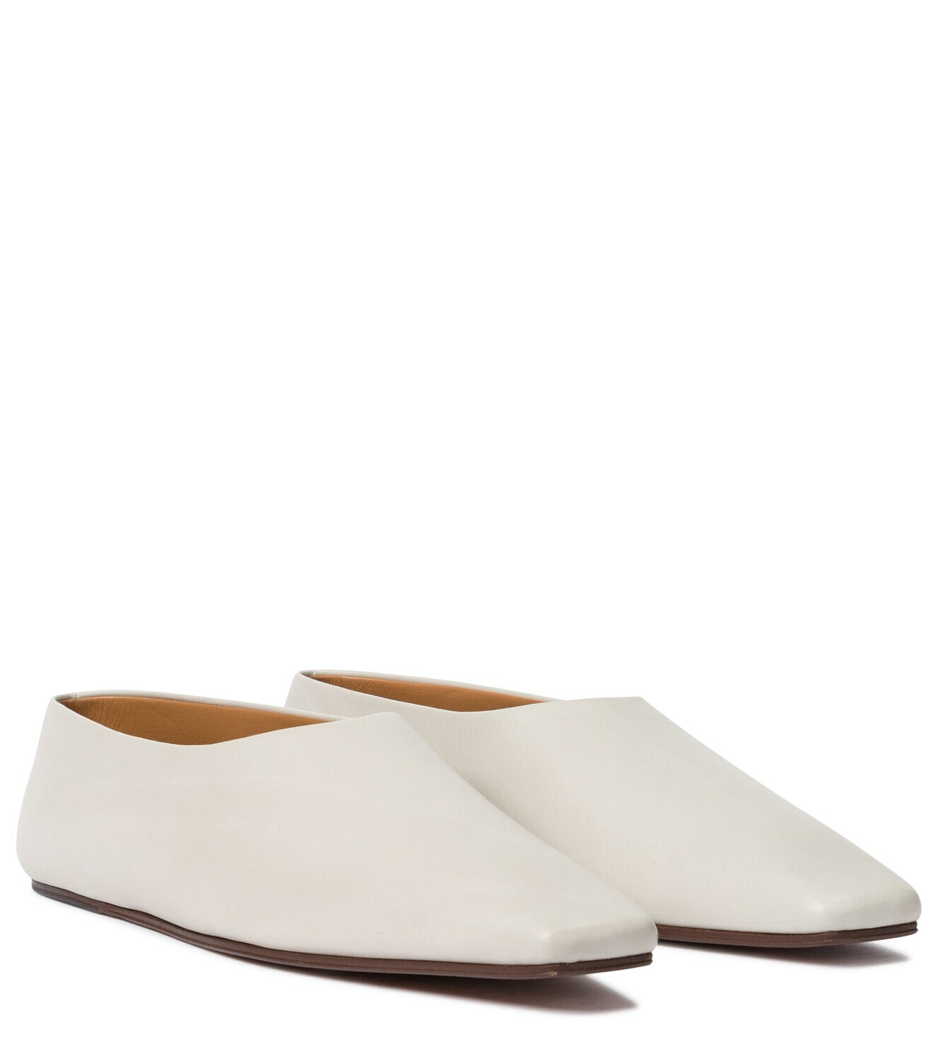 The Row - Square Toe leather ballet flats The Row