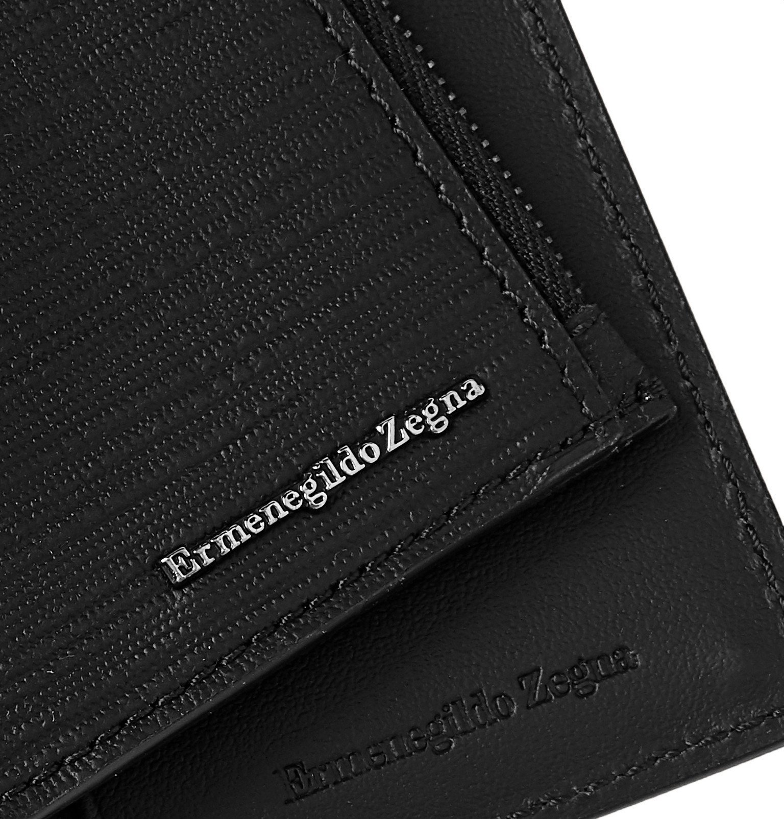 Ermenegildo Zegna - Textured-Leather Trifold Wallet - Black Ermenegildo ...