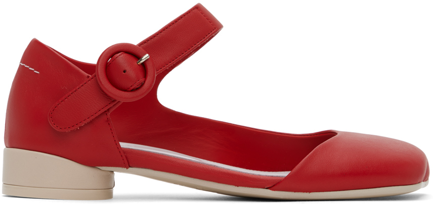 MM6 Maison Margiela Red Contrast Mary Jane Ballerina Flats MM6 Maison ...