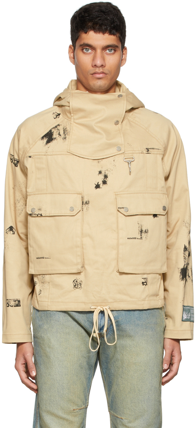 Reese Cooper Beige Stamp Print Jacket Reese Cooper