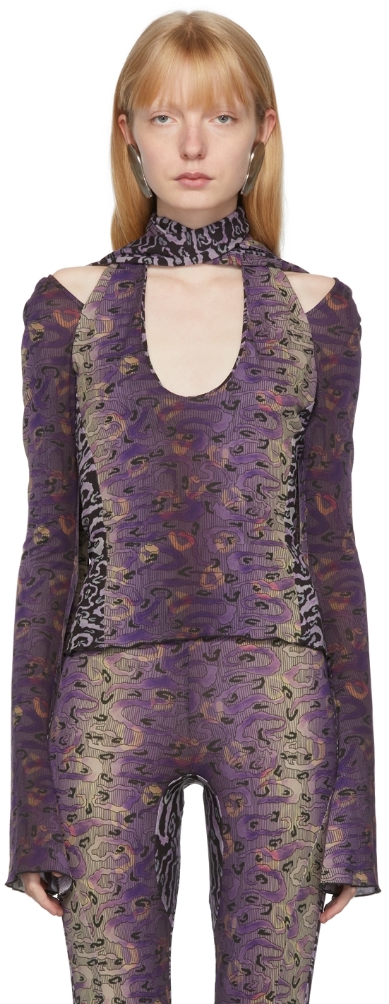 Charlotte Knowles Purple And Black Eleo Blouse Charlotte Knowles