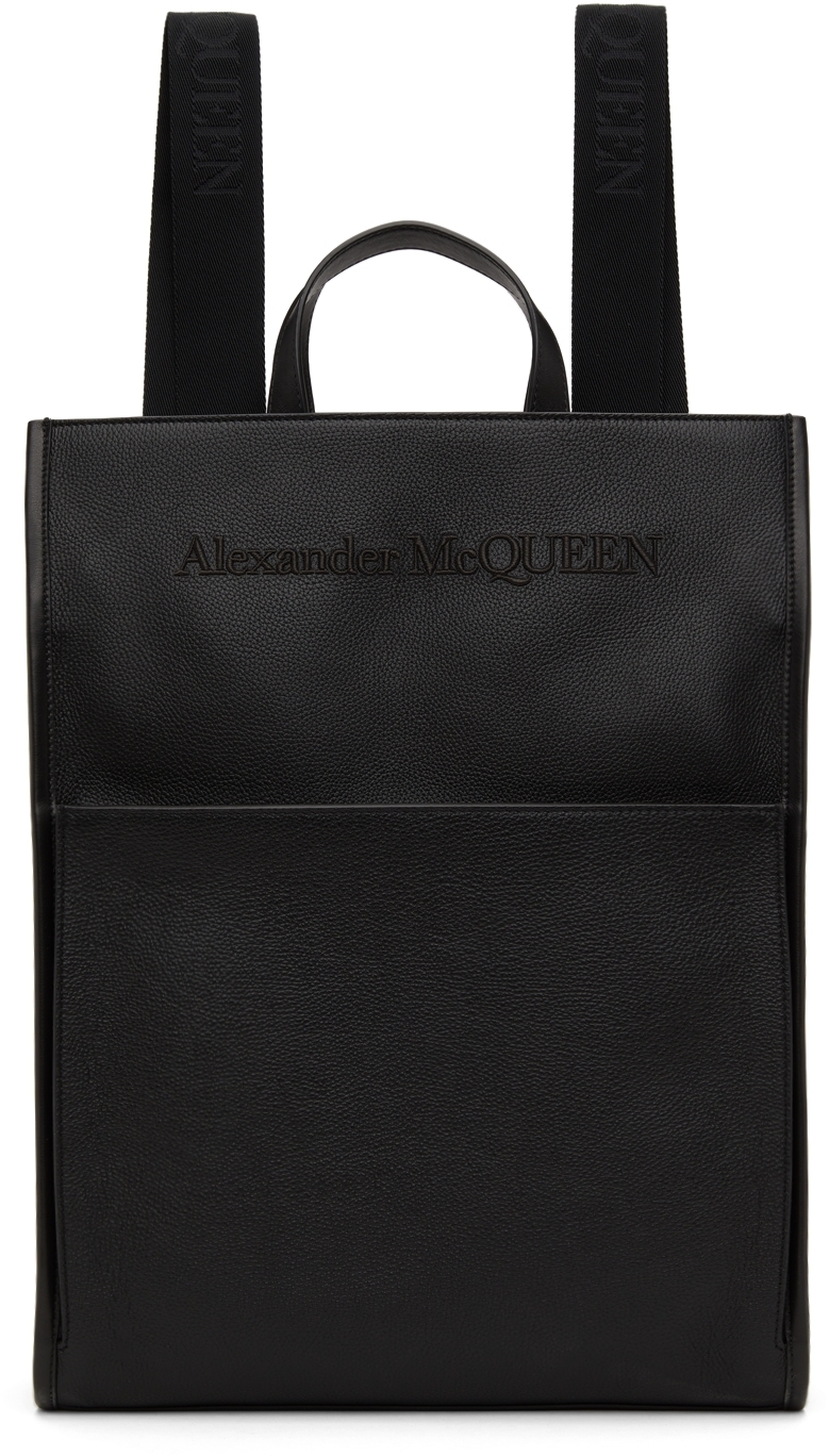 Alexander McQueen Black Leather Edge Backpack Alexander McQueen