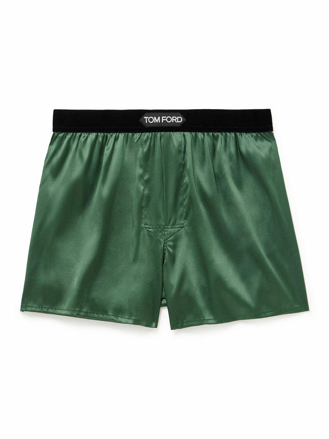 TOM FORD - Stretch-Silk Satin Boxers - Green TOM FORD