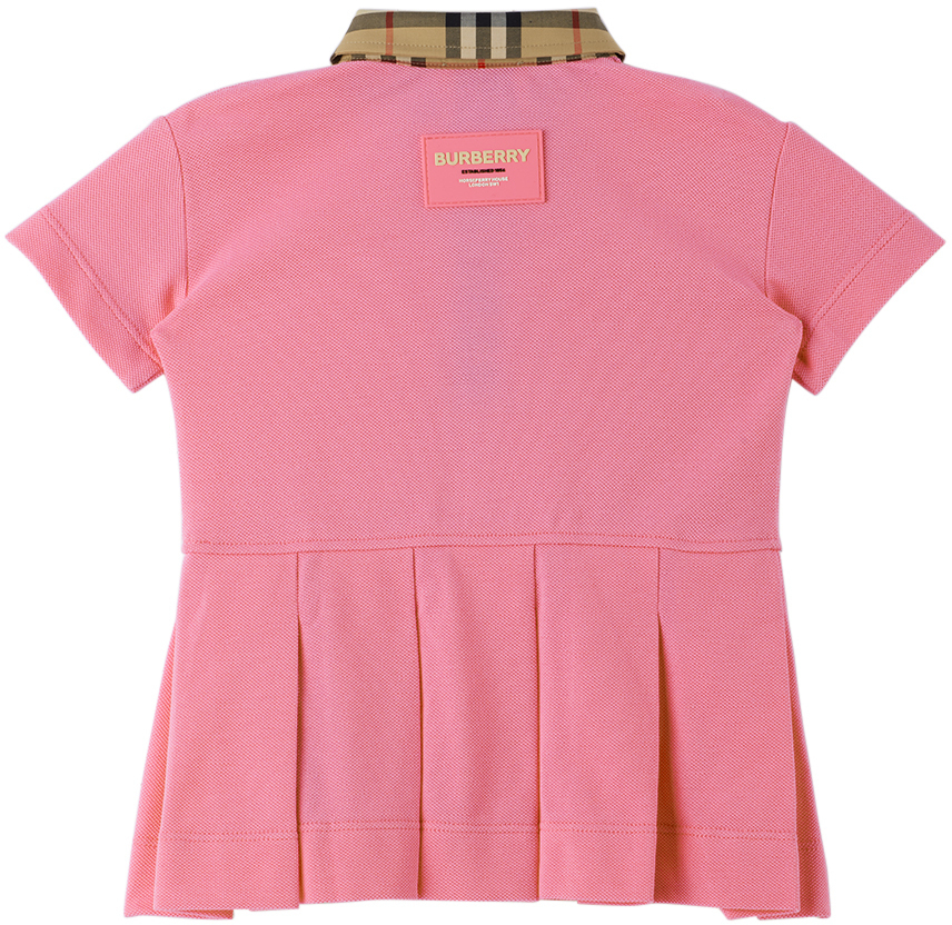 Burberry Baby Pink Vintage Check Trim Dress Burberry