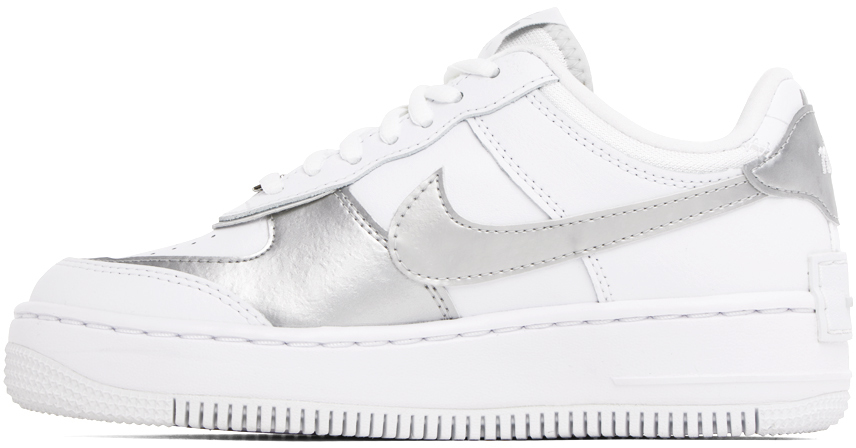 Nike White & Silver Air Force 1 Shadow Sneakers Nike