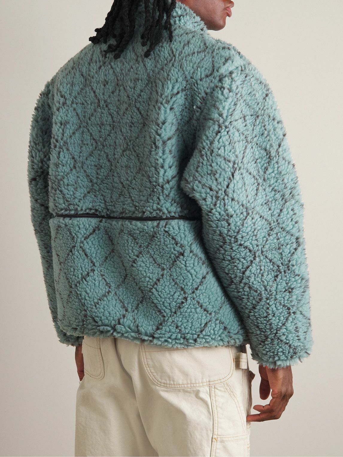 KAPITAL - Sashiko Boa Reversible Printed Fleece and Shell Jacket - Blue ...