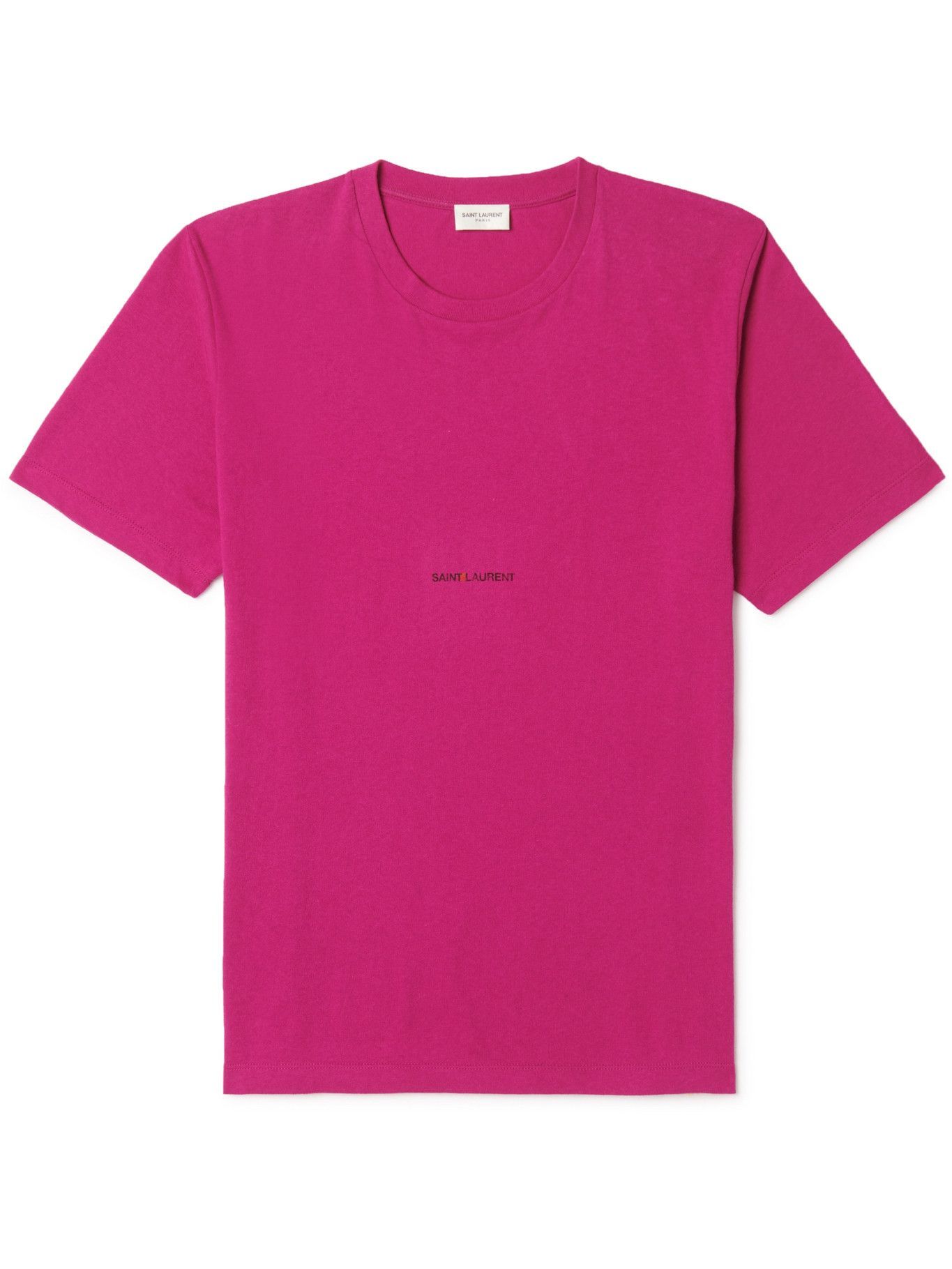 SAINT LAURENT - Logo-Print Cotton-Jersey T-Shirt - Pink Saint Laurent